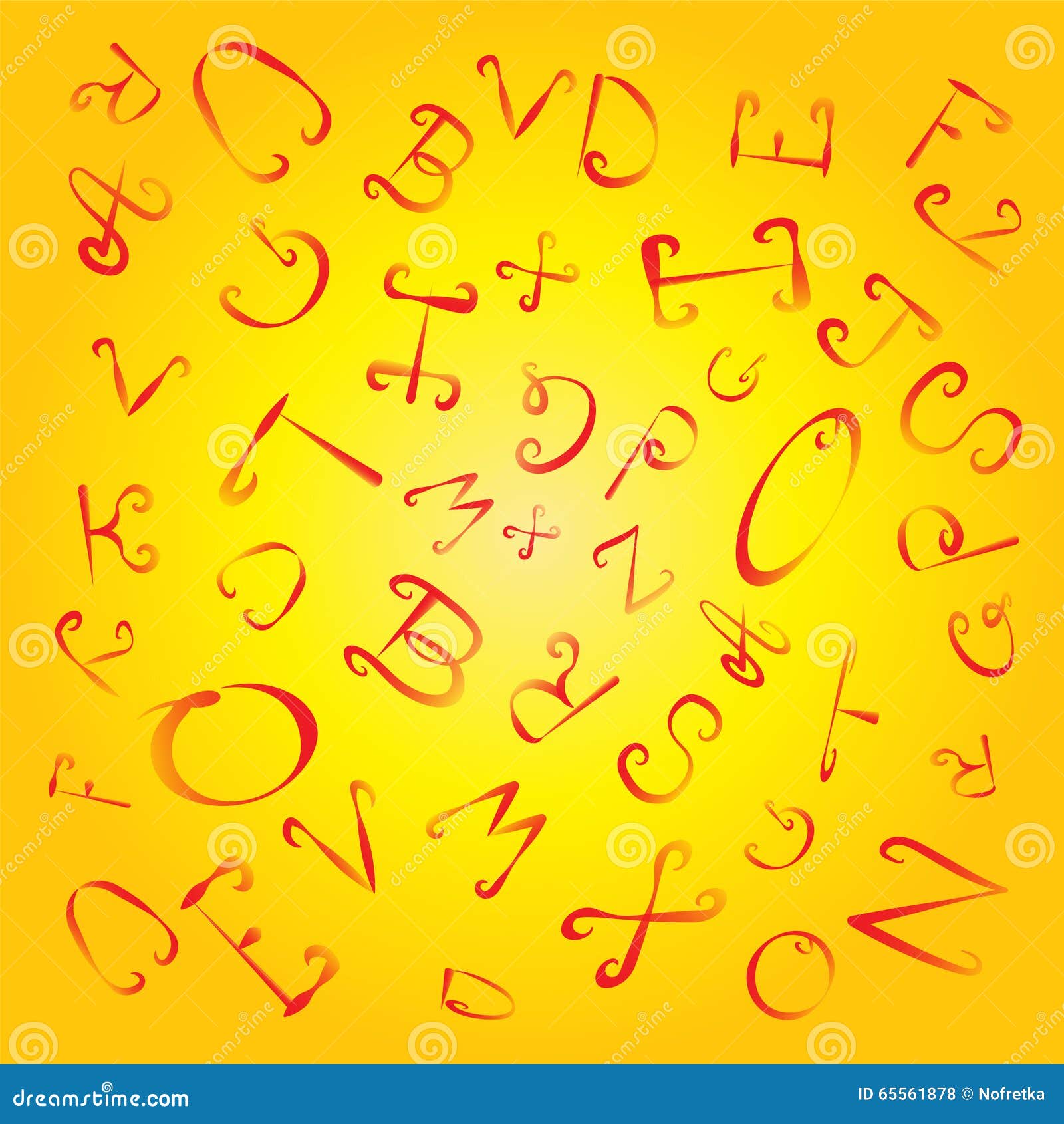 Mixed Alphabet on Yellow Background. Stock Vector - Illustration of ...