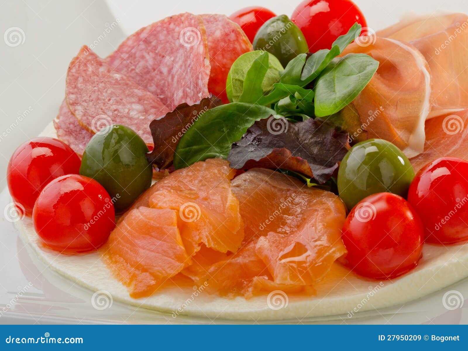 Mixed Appetizer on Mozzarella Bed Stock Image - Image of appetizer ...
