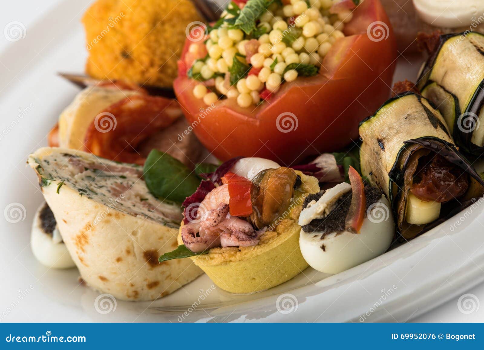 Mixed Appetizers with Meat, Egg and Vegetables Stock Photo - Image of ...