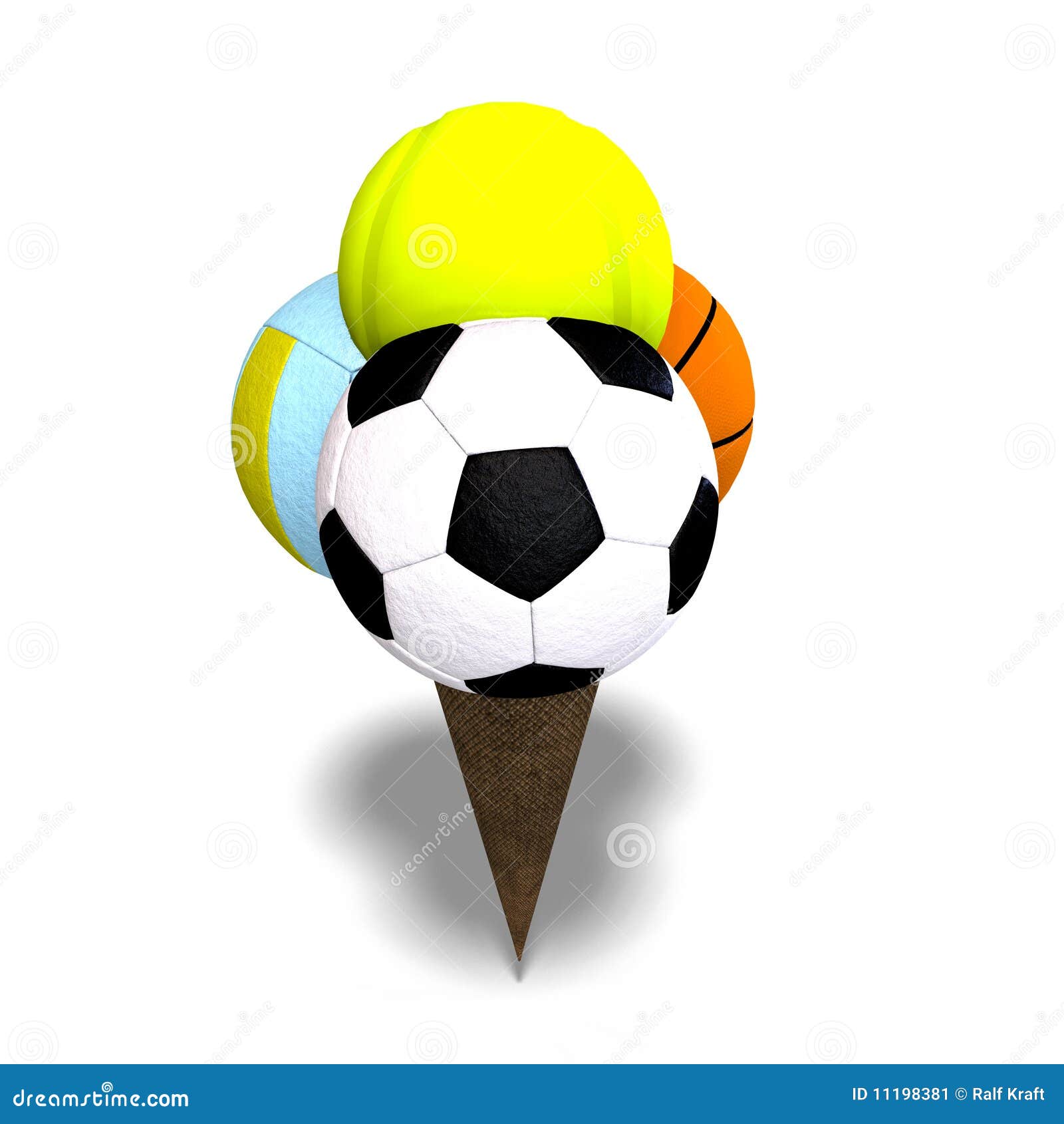 Mixed Balls in an Ice Cream Cone Stock Illustration - Illustration of ...