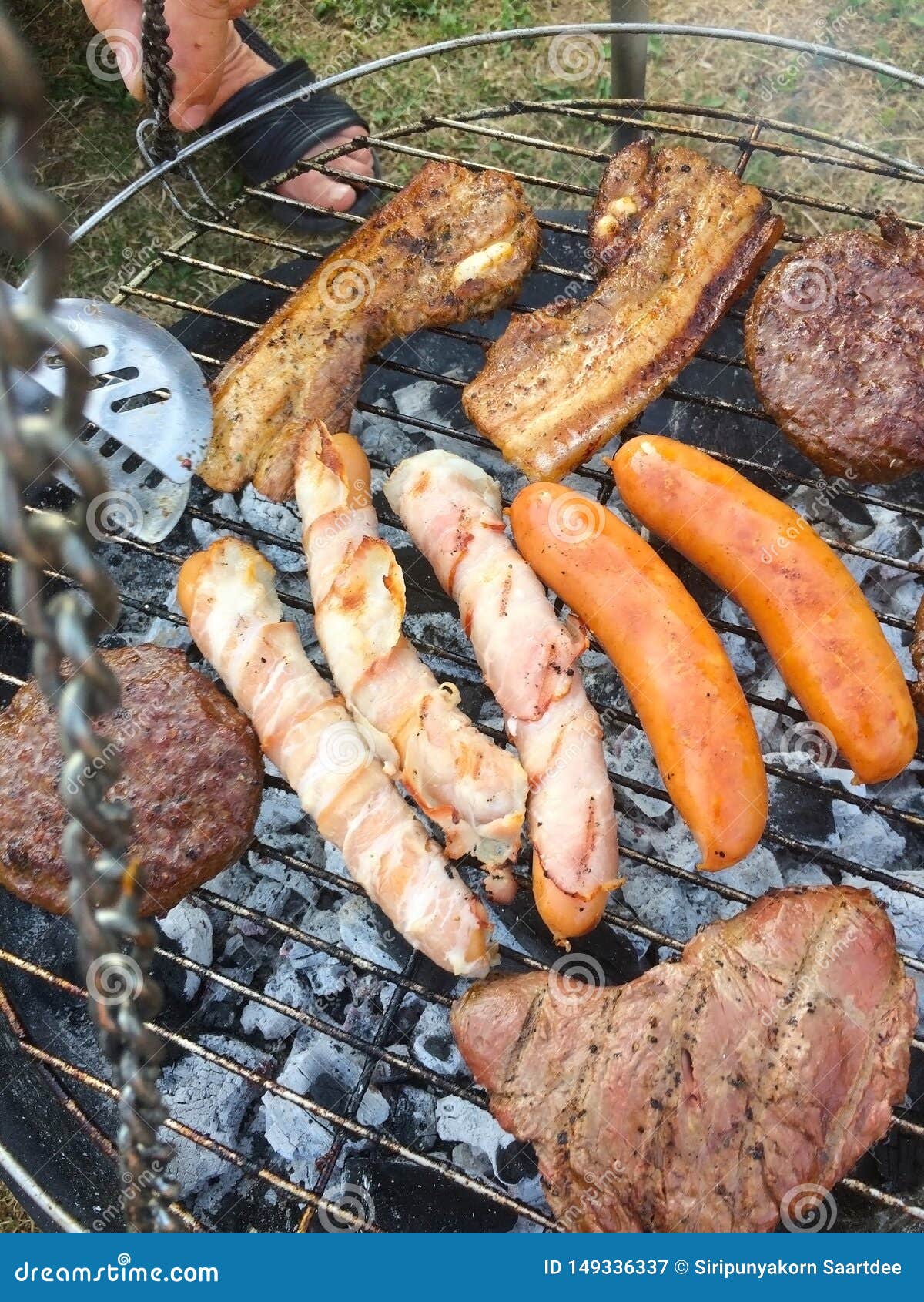 Mixed Barbecue on Summer Camp Stock Image - Image of fire, delicious ...