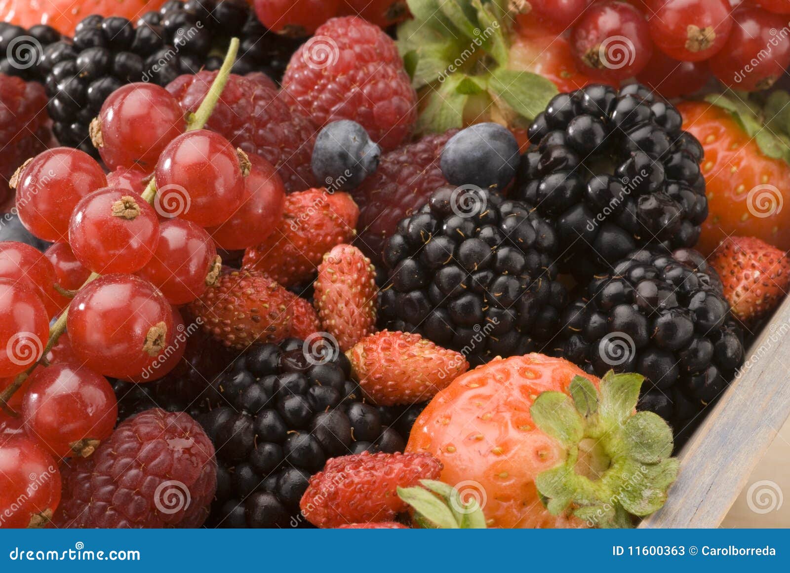 Mixed Berries in a Wooden Basket. Stock Image - Image of dessert, still ...