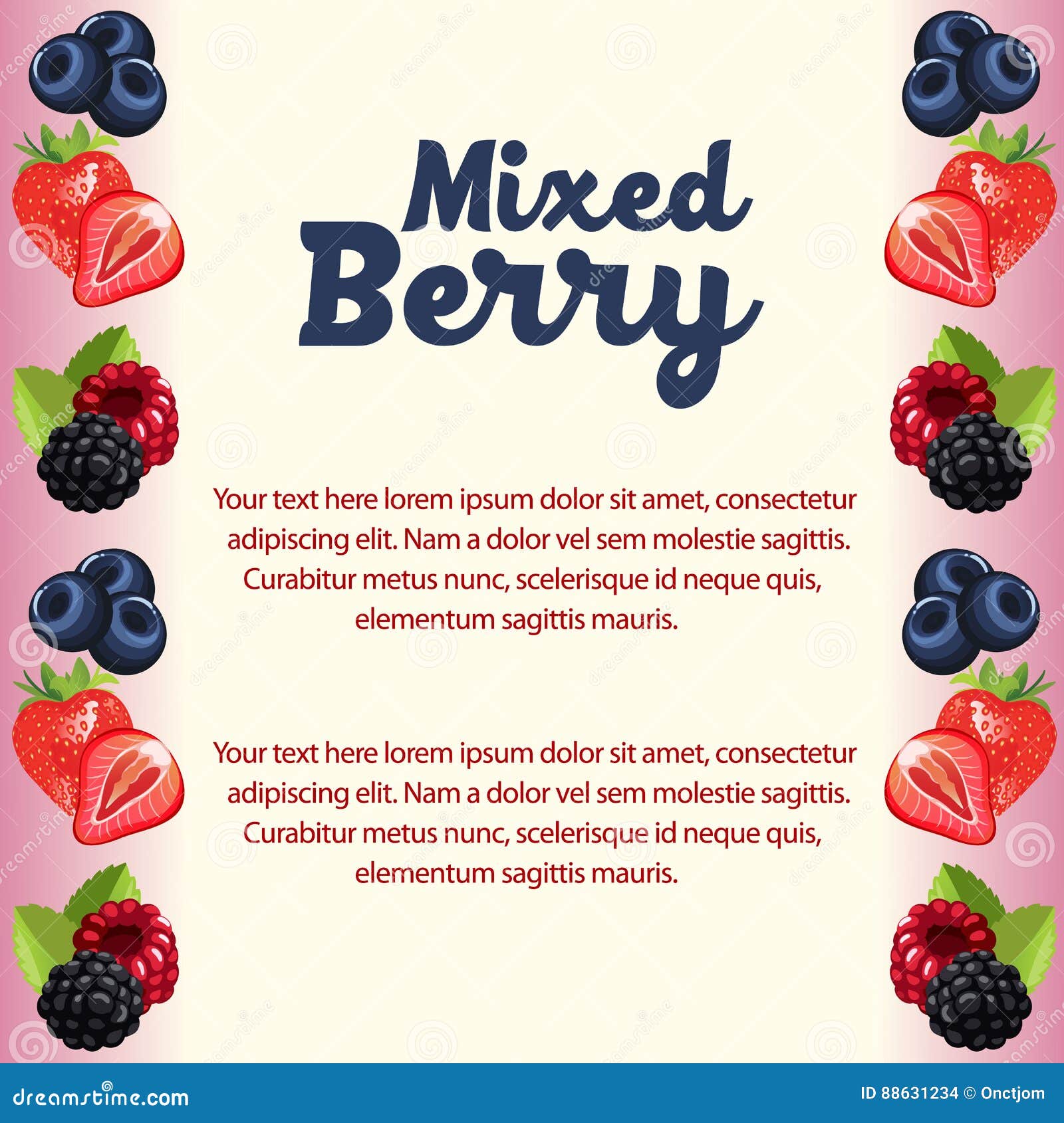Mixed Berry Vertical Border Stock Vector - Illustration of label, fresh ...