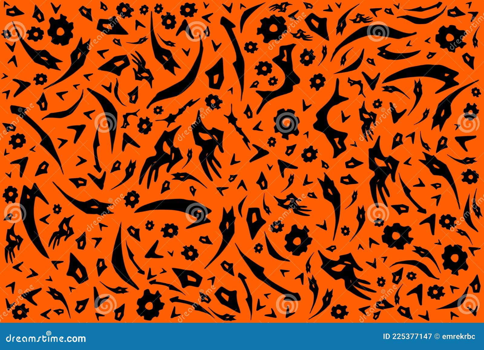 Mixed Black Shapes and Patterns on Orange Background for Design ...