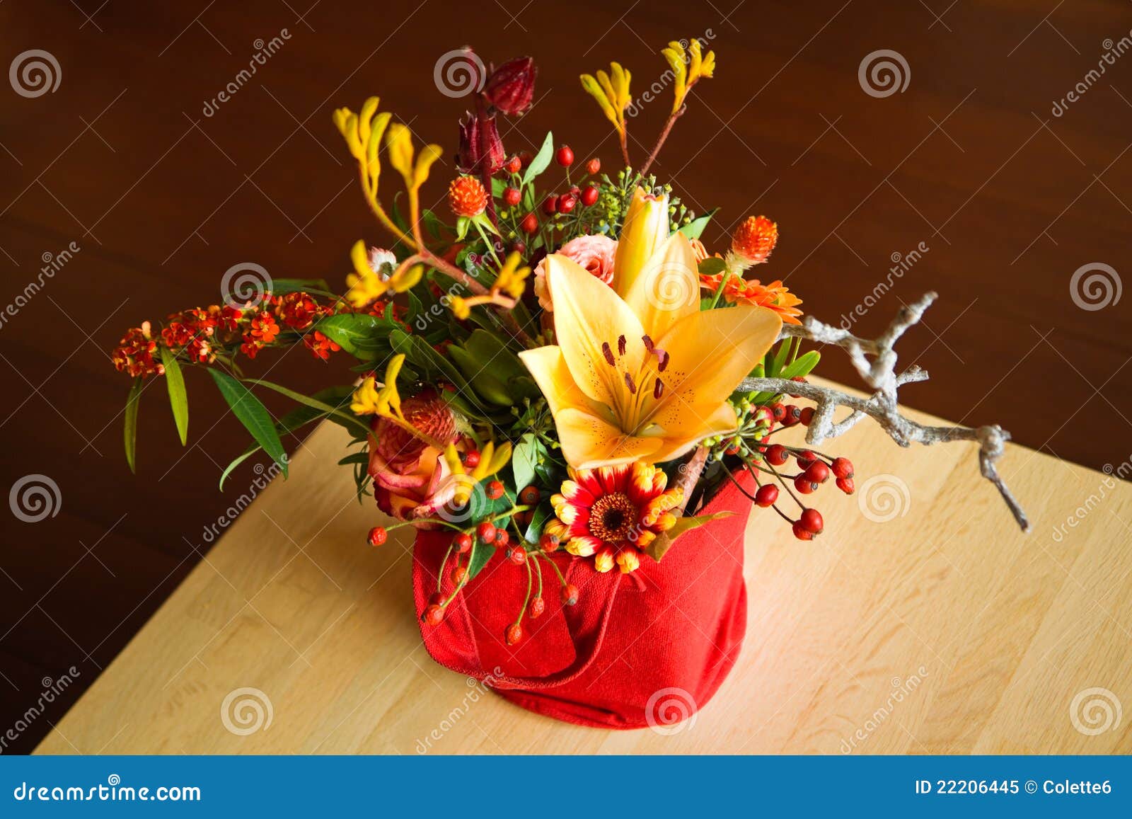 Mixed Bouquet of Yellow, Red and Orange Flowers Stock Image - Image of ...