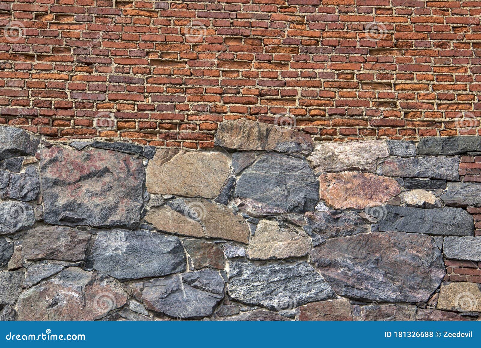 Mixed Brick and Stone Wall Texture Background Stock Photo - Image of ...