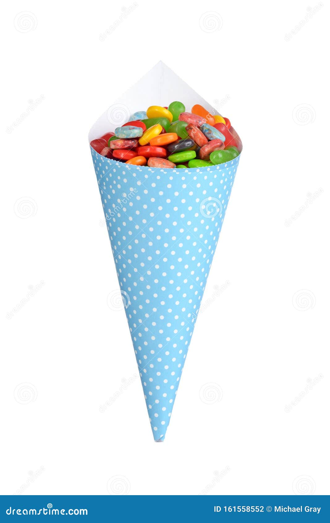 Mixed Candy in a Blue Paper Cone Stock Photo - Image of calories, lots ...