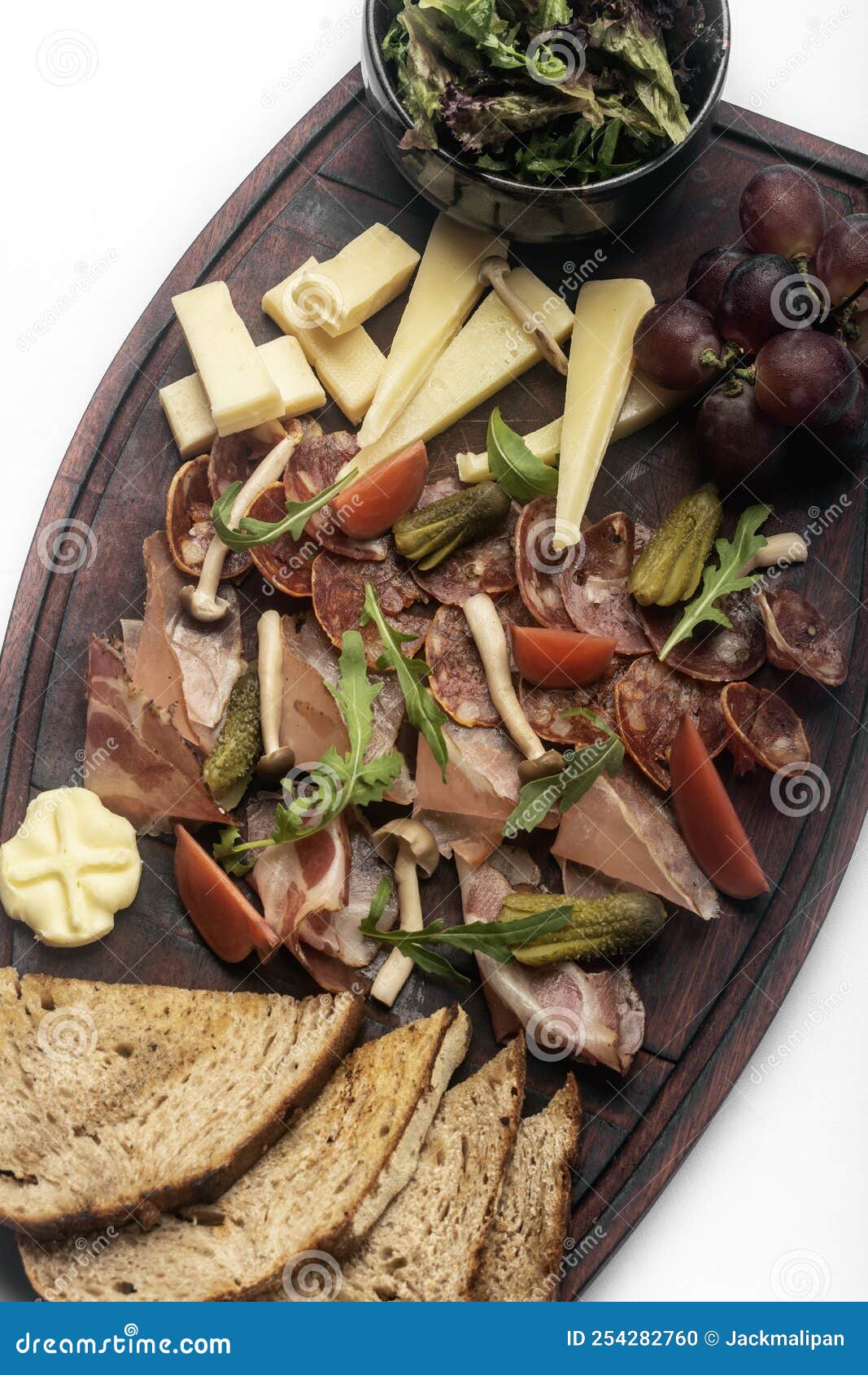 Mixed Cheese and Cold Cuts Board on White Background Stock Photo ...