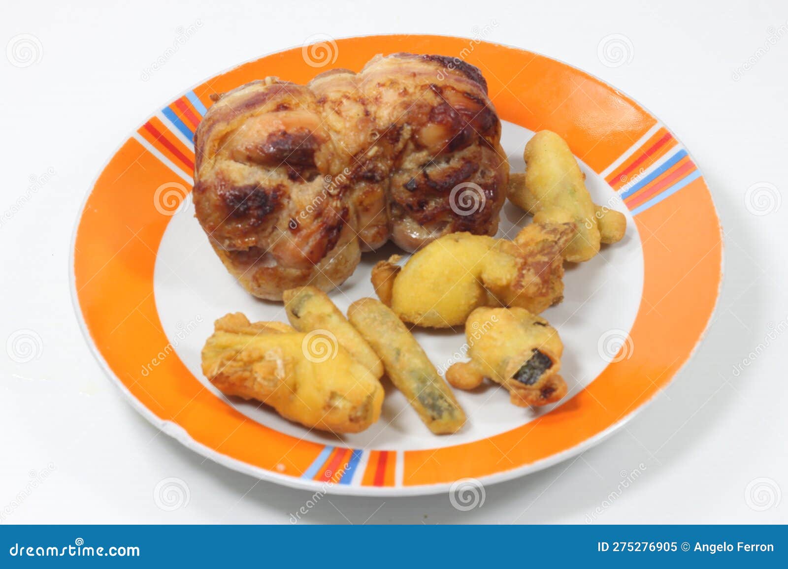 Mixed Chicken Kebabs with Fried Battered Vegetables- Stock Image ...