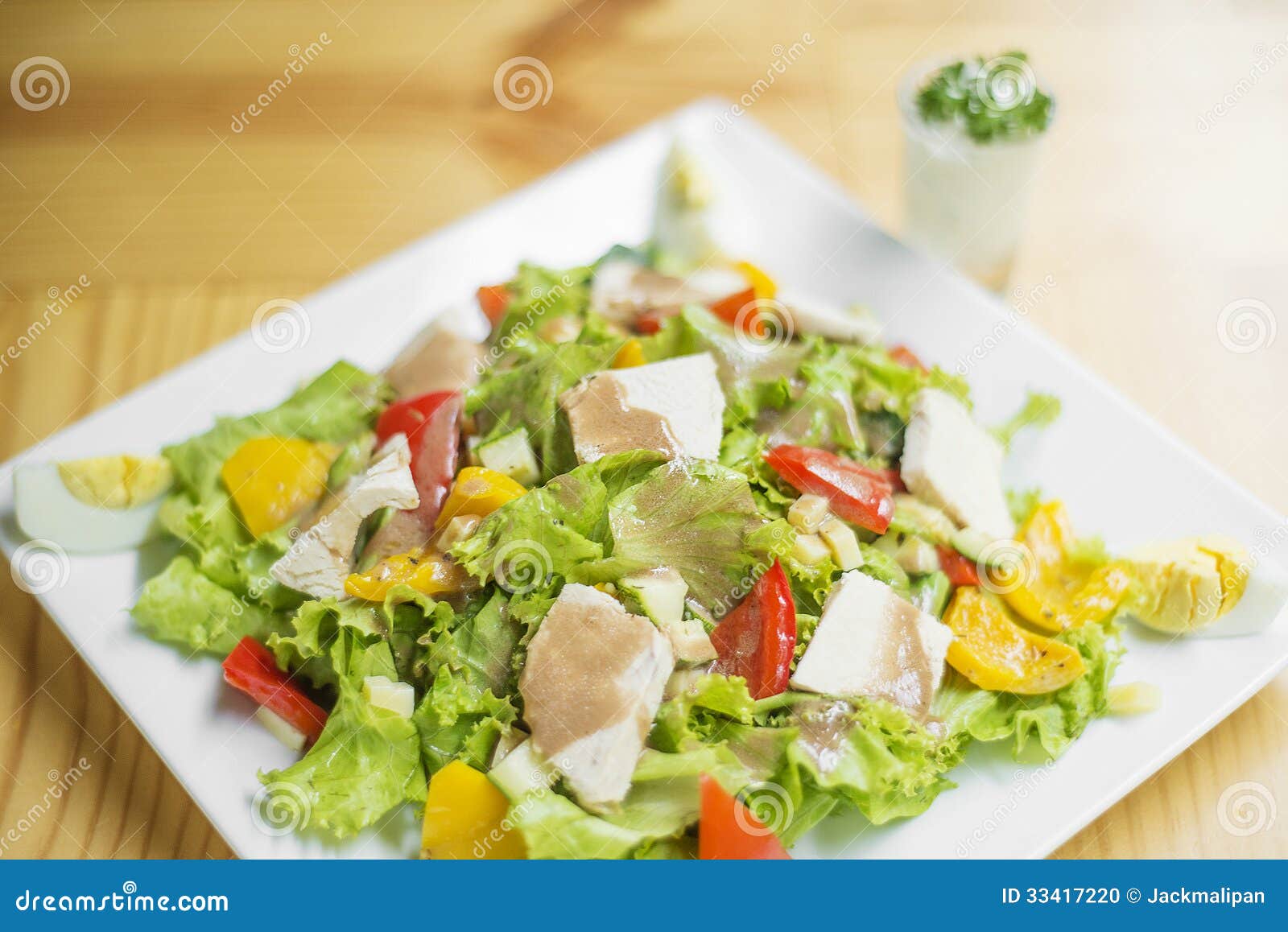 Mixed chicken salad plate stock photo. Image of dish - 33417220