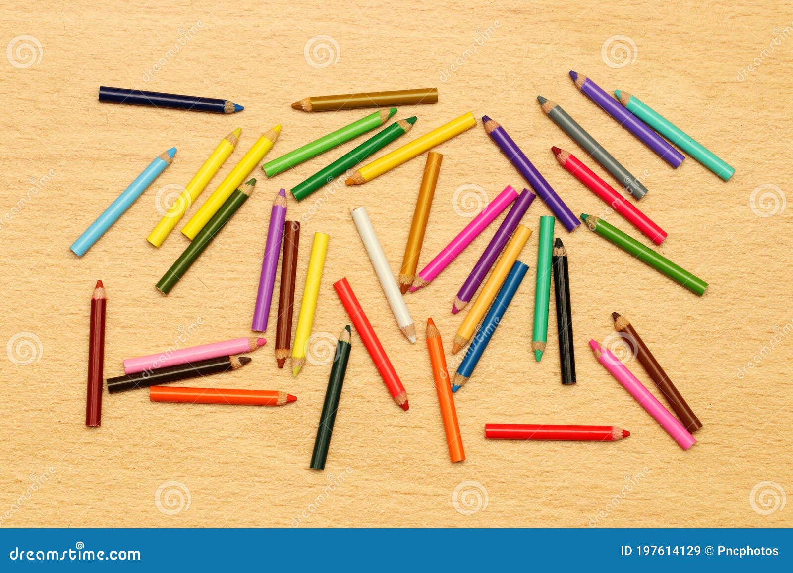 Colored pencils scattered stock image. Image of scattered - 197614129