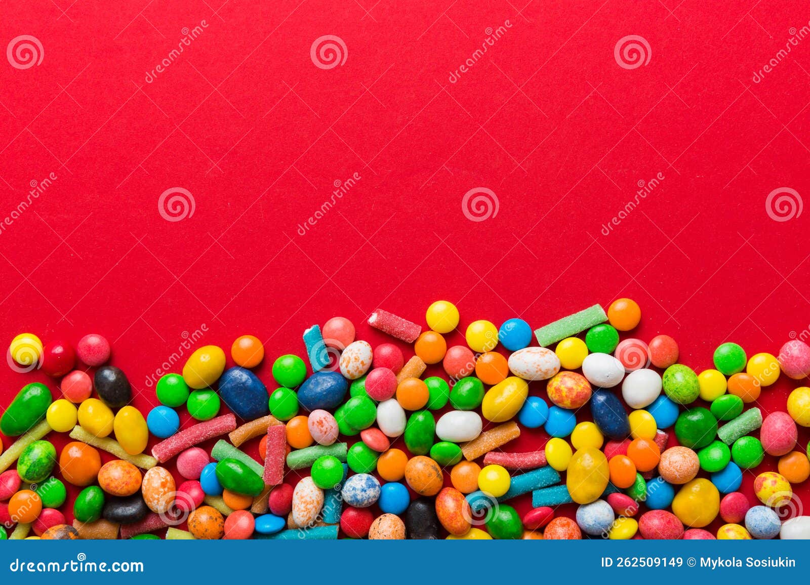 Mixed Collection of Colorful Candy, on Colored Background. Flat Lay ...