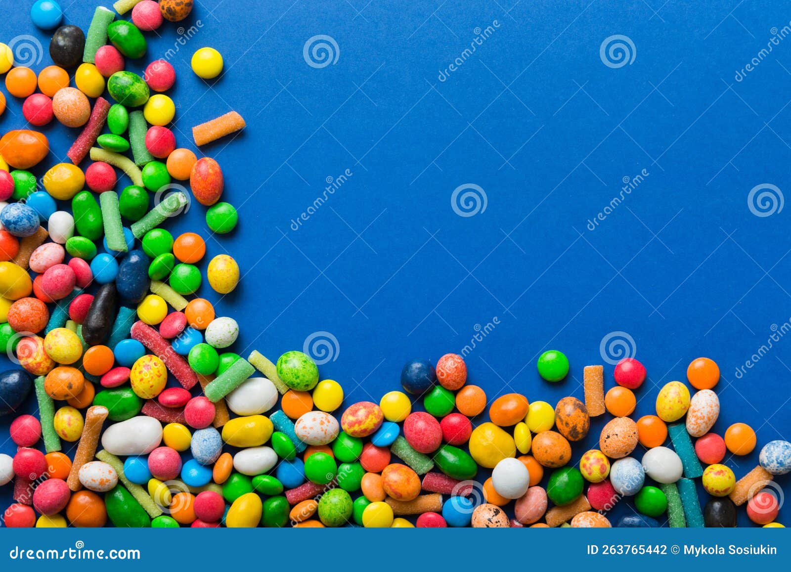 Mixed Collection of Colorful Candy, on Colored Background. Flat Lay ...