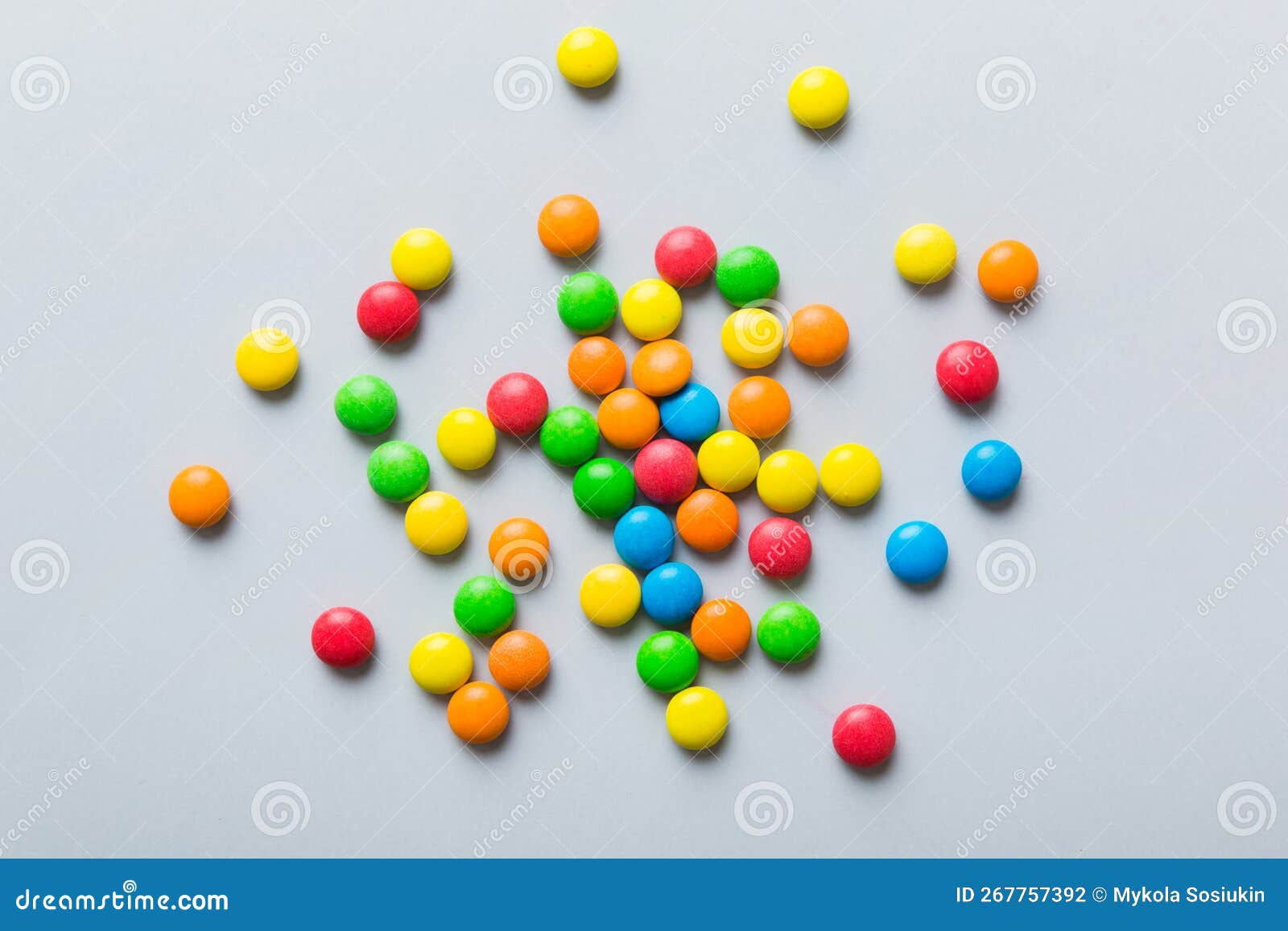 Mixed Collection of Colorful Candy, on Colored Background. Flat Lay ...