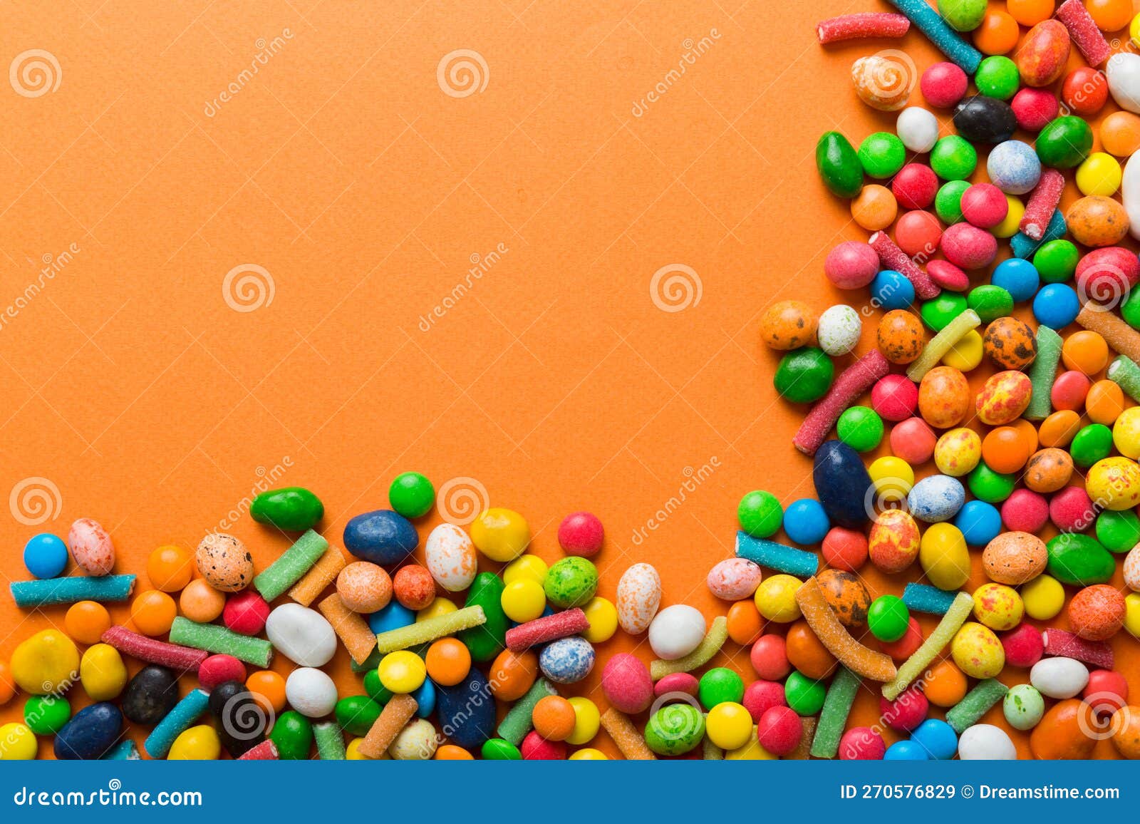Mixed Collection Of Colorful Candy, On White Background. Flat Lay, Top ...