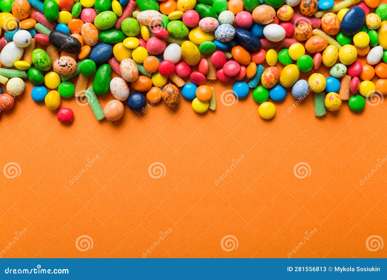 Mixed Collection of Colorful Candy, on Colored Background. Flat Lay ...