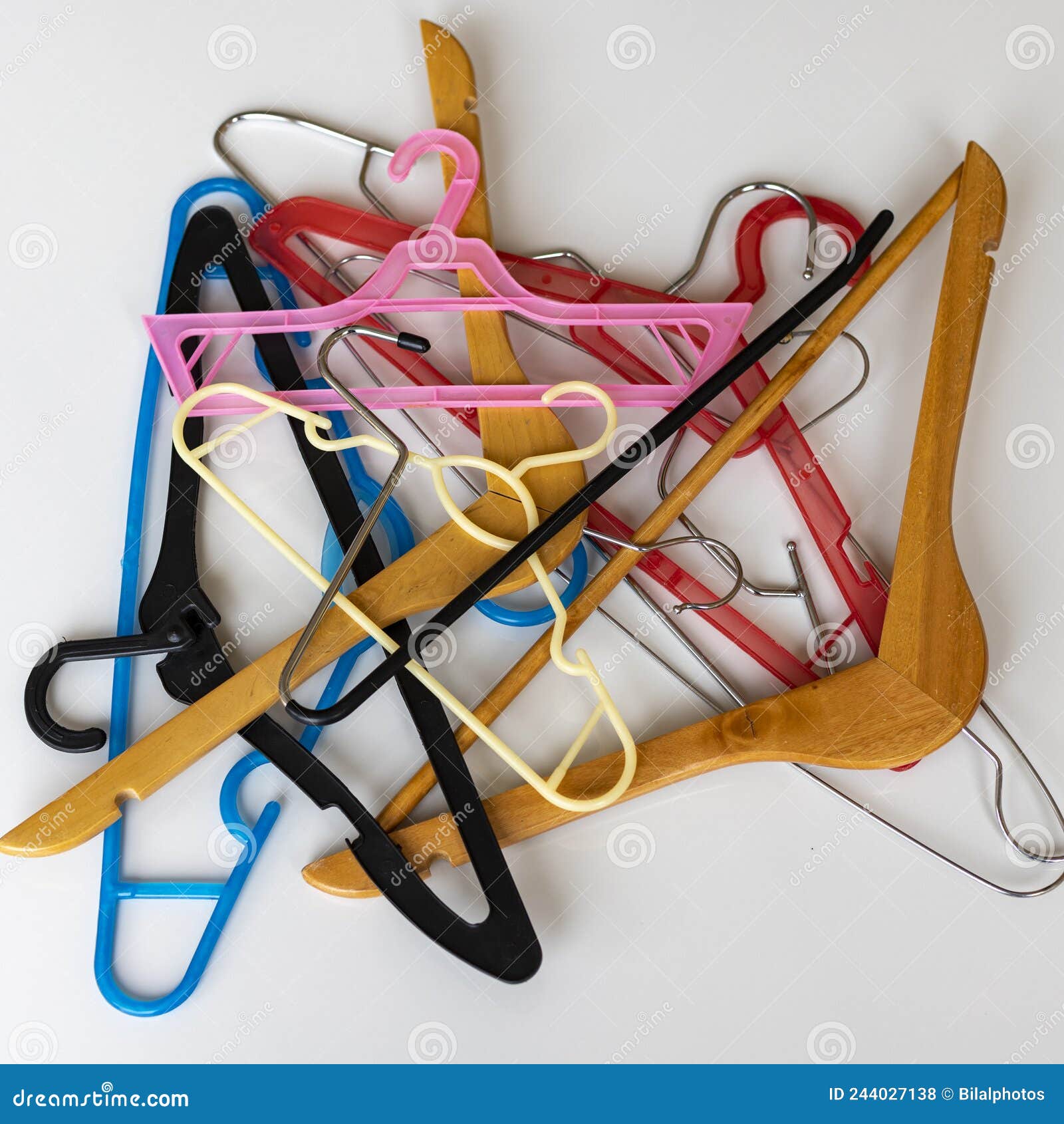 Mixed Color Hangers on White Background Stock Photo - Image of space ...