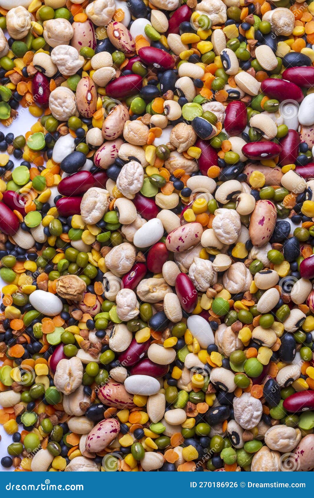 Mixed Color Pulses - Legumes on a White Background Stock Photo - Image ...