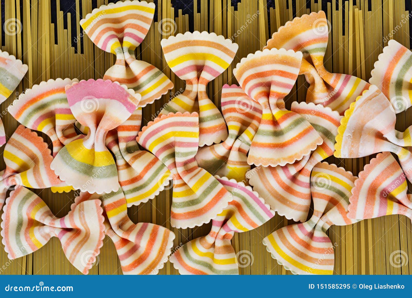 Mixed Colorful Farfalle Pasta. Flat Lay Stock Image - Image of isolated ...