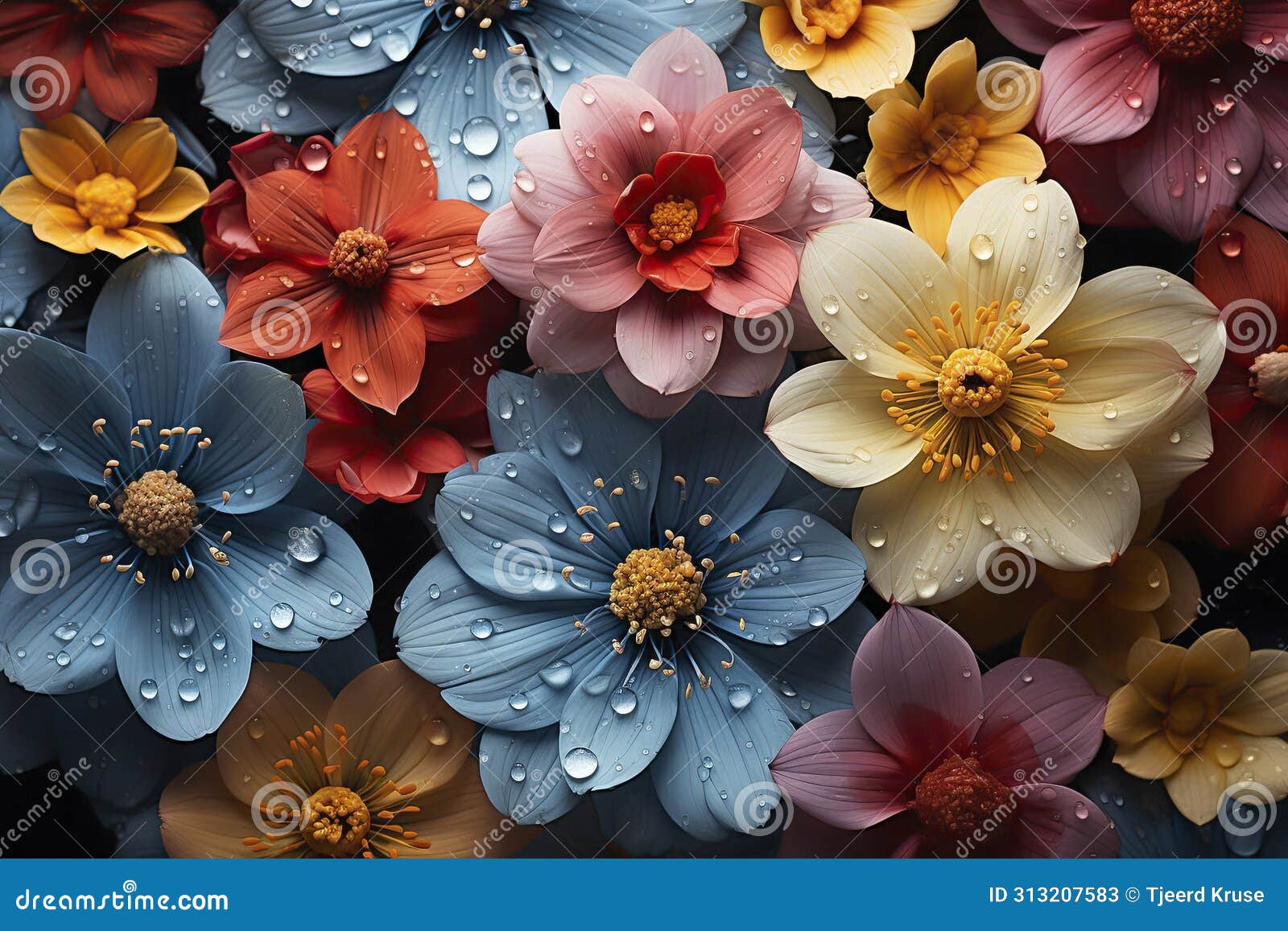 Mixed Colorful Flowers Background. Vibrant Colors of Mixed Flowers ...