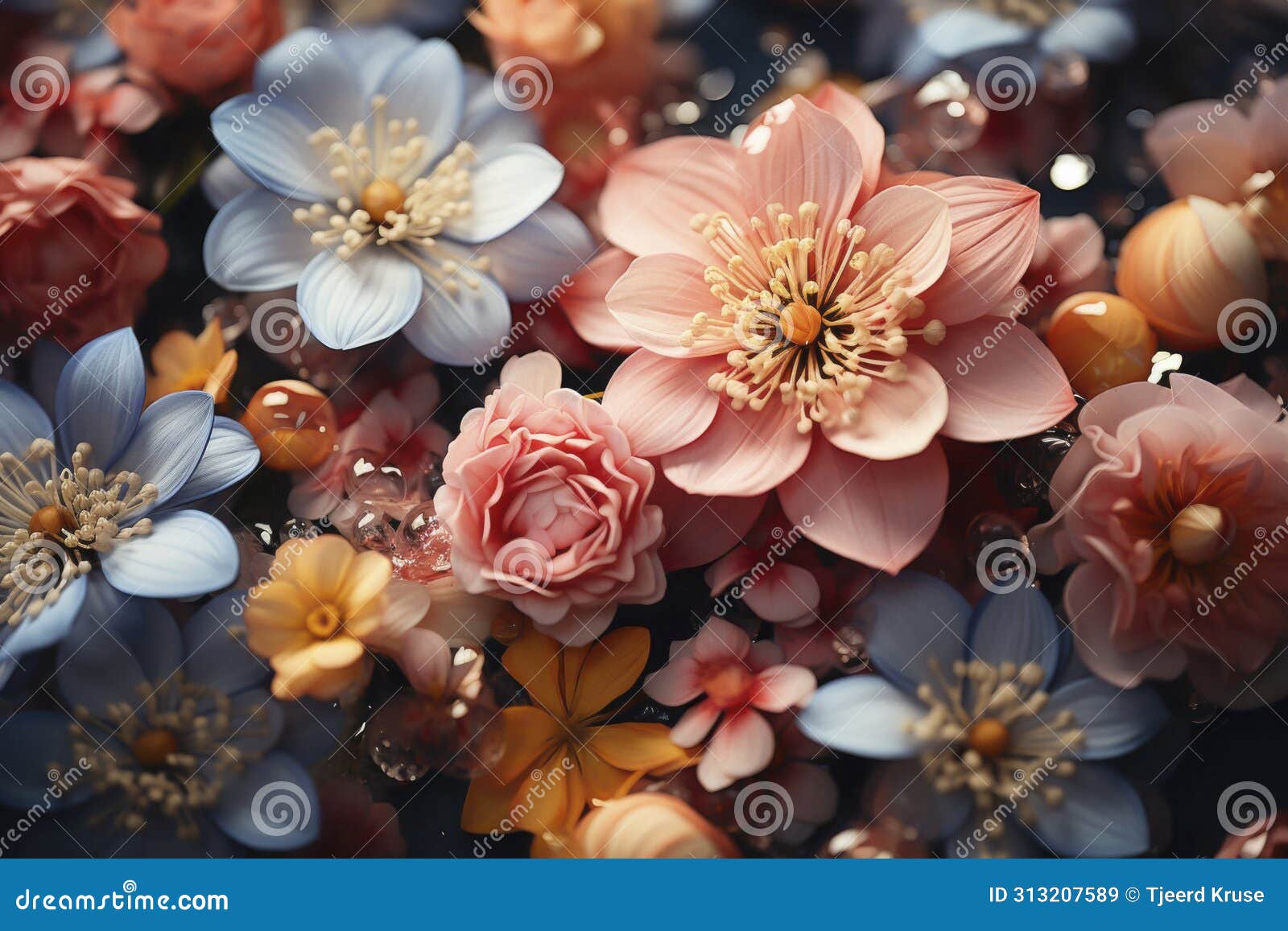 Mixed Colorful Flowers Background. Vibrant Colors of Mixed Flowers ...