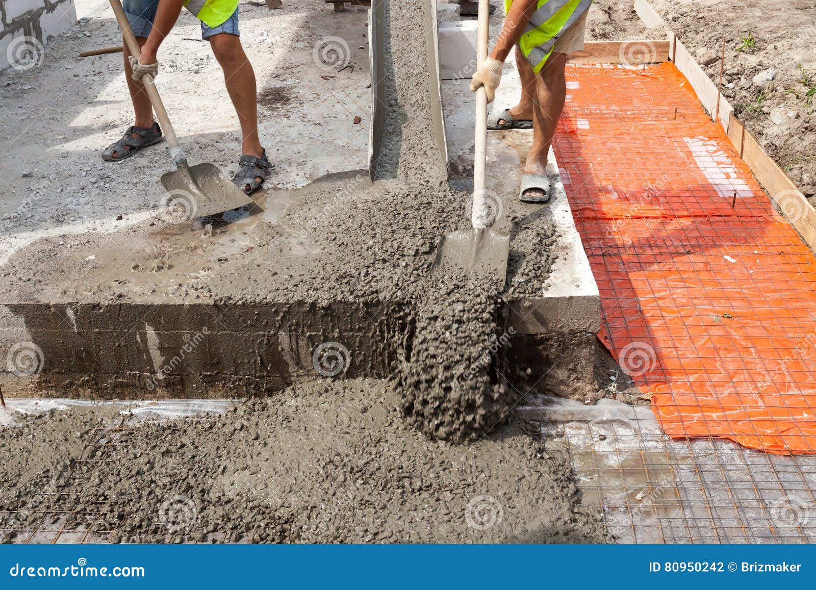 Mixed Concrete Pouring at Construction Site. Stock Photo - Image of ...