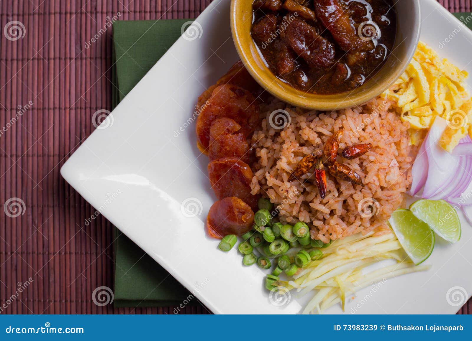 Mixed Cooked Rice with Shrimp Paste (Khao Clook Ka Pi), Thai Pop Stock ...