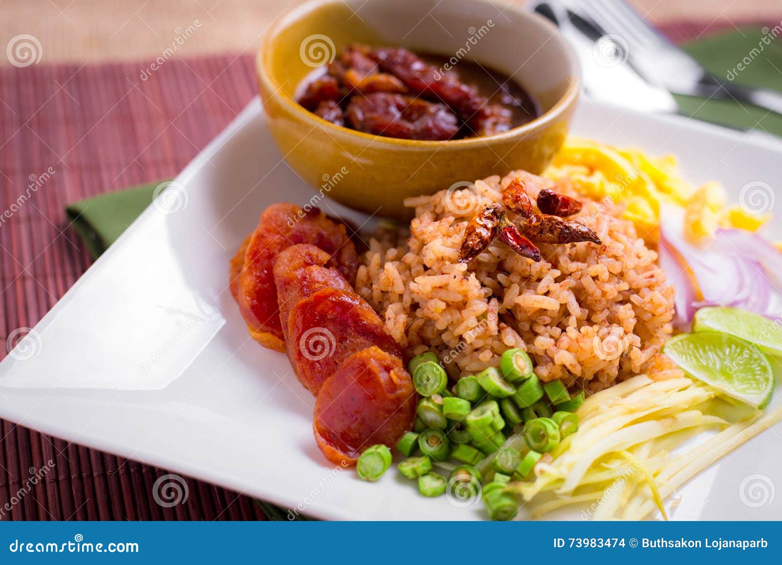 Mixed Cooked Rice with Shrimp Paste (Khao Clook Ka Pi), Thai Pop Stock ...