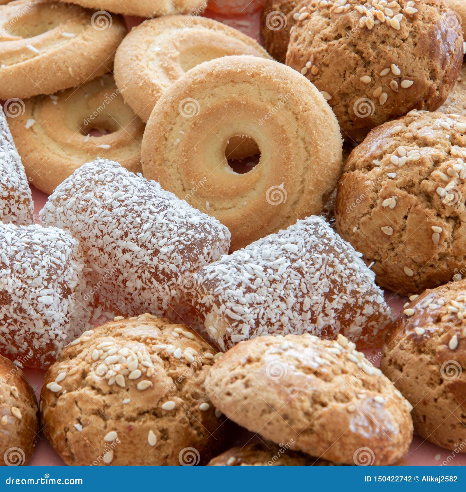 Mixed Cookies Background. Dough Themed. Still Life Food Photography ...