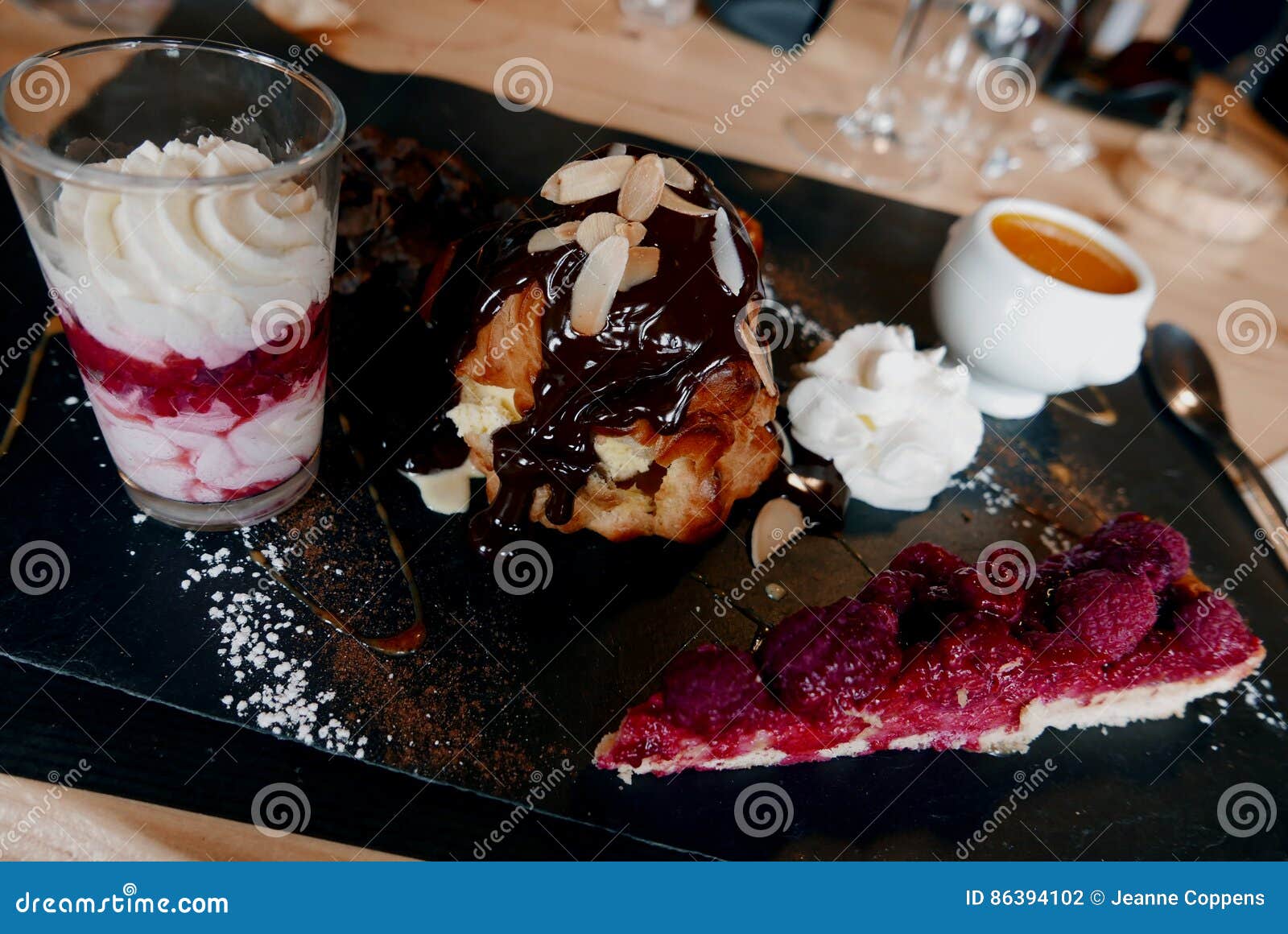 Mixed desserts. stock photo. Image of chocolate, lunch - 86394102