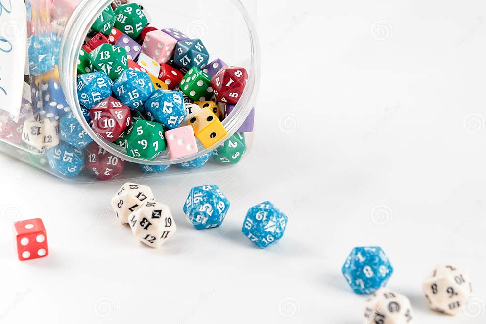 Mixed dice in a jar stock image. Image of game, strategy - 78082497