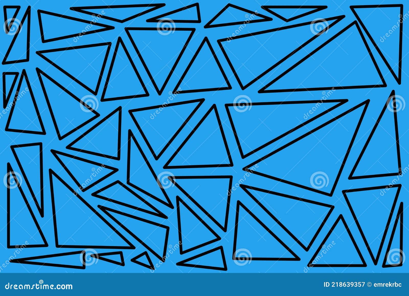 Mixed Dimensional Triangles on a Blue Background Stock Illustration ...