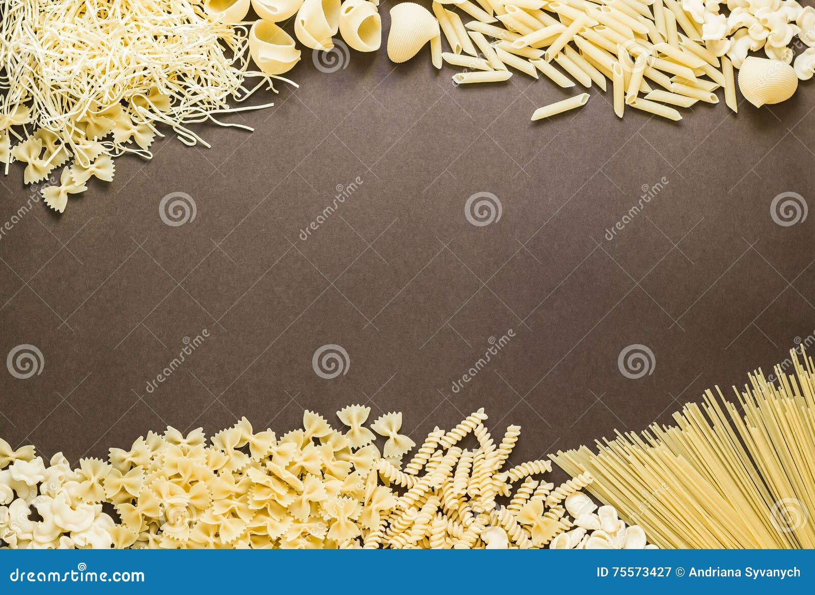 Mixed Dried Pasta Selection Stock Image - Image of culinary, space ...