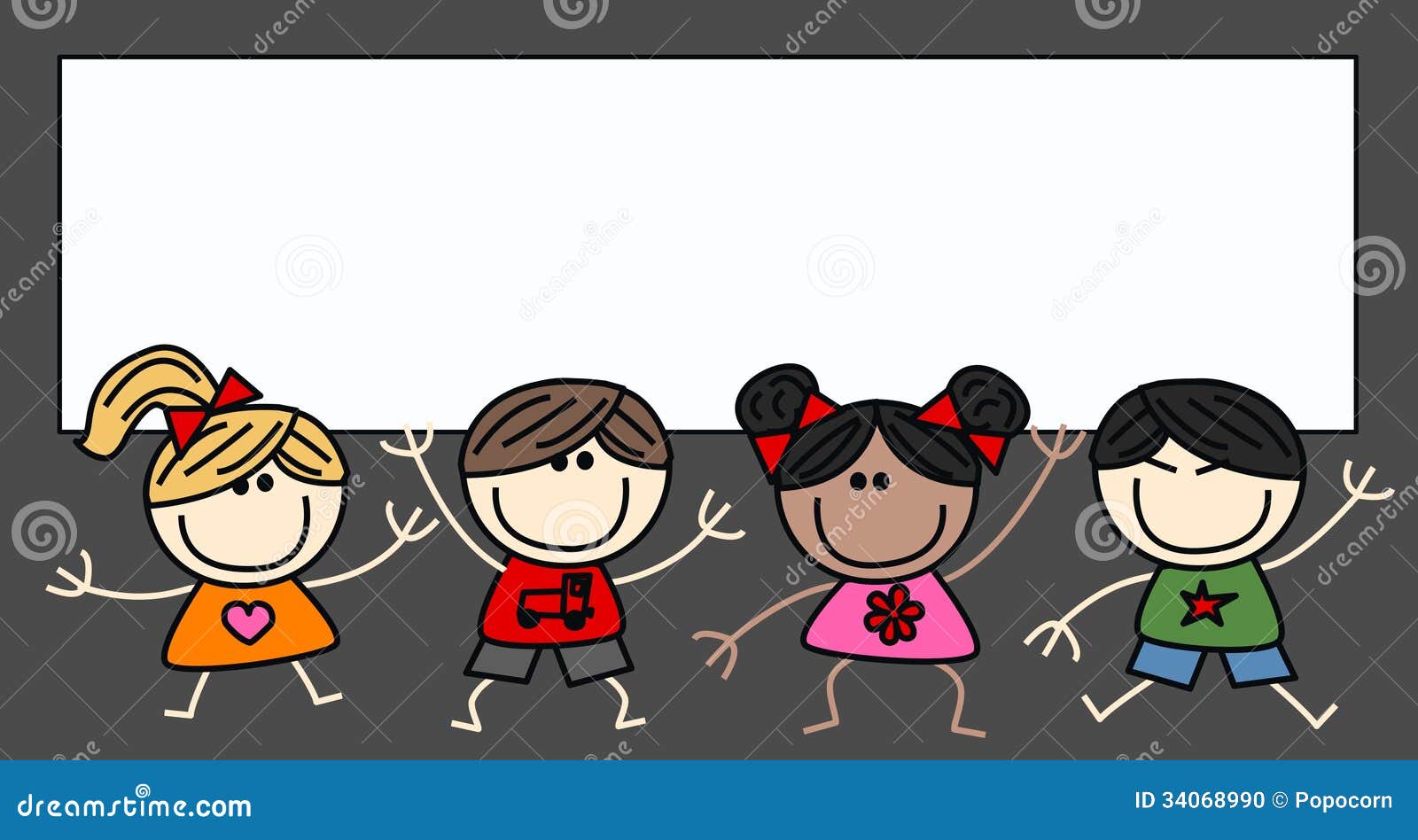 Mixed Ethnic Children Header Stock Illustration - Illustration of ...