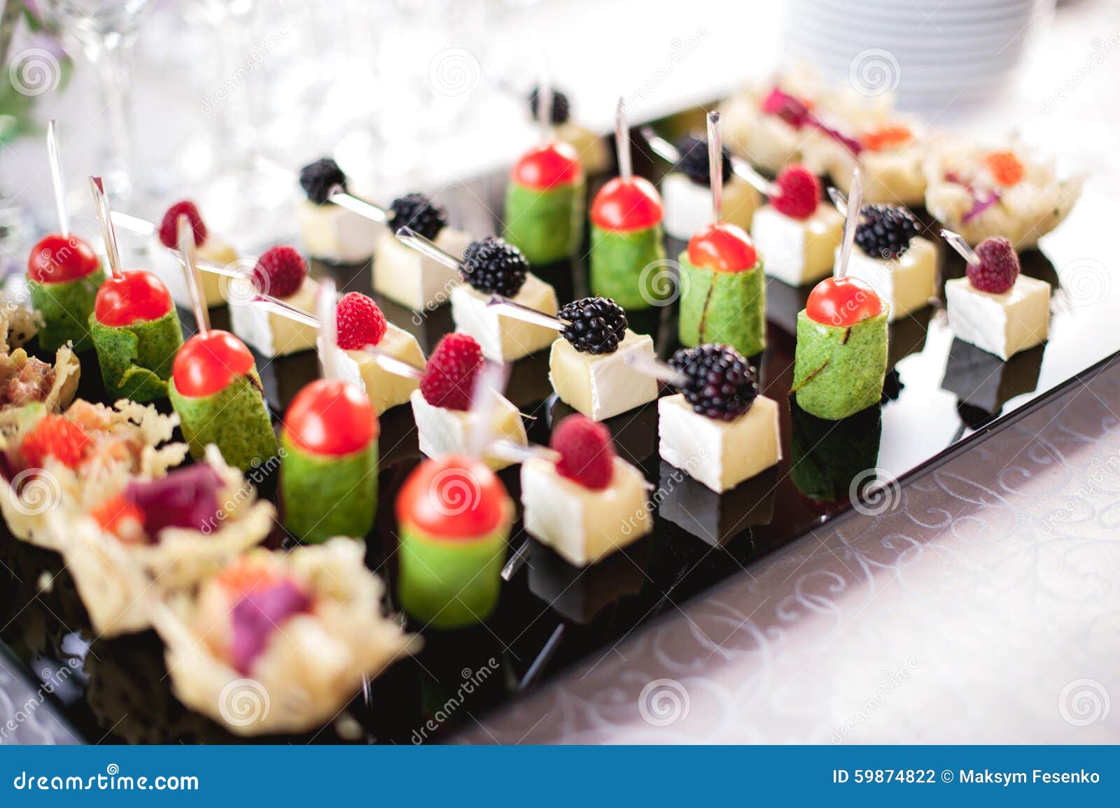 Mixed Fingerfood Canapes on Appetizer Table Stock Photo - Image of ...