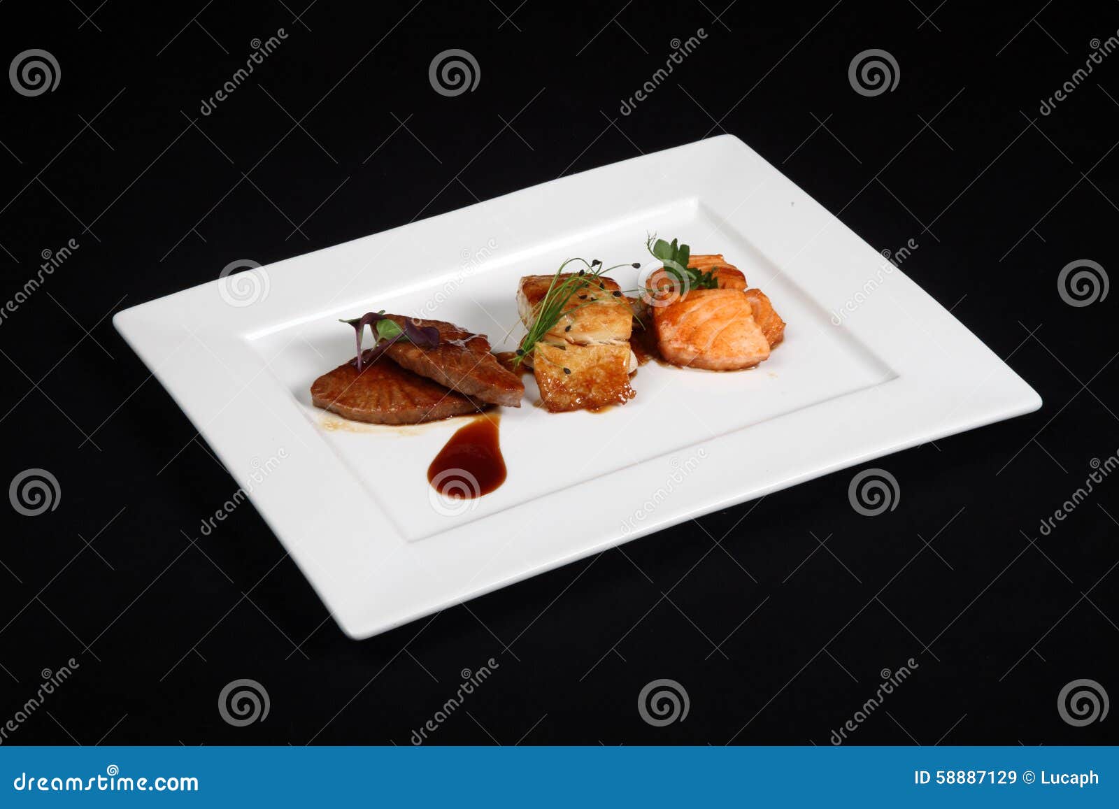 Mixed Fish Grilled in White Plate Stock Image - Image of meal, fresh ...