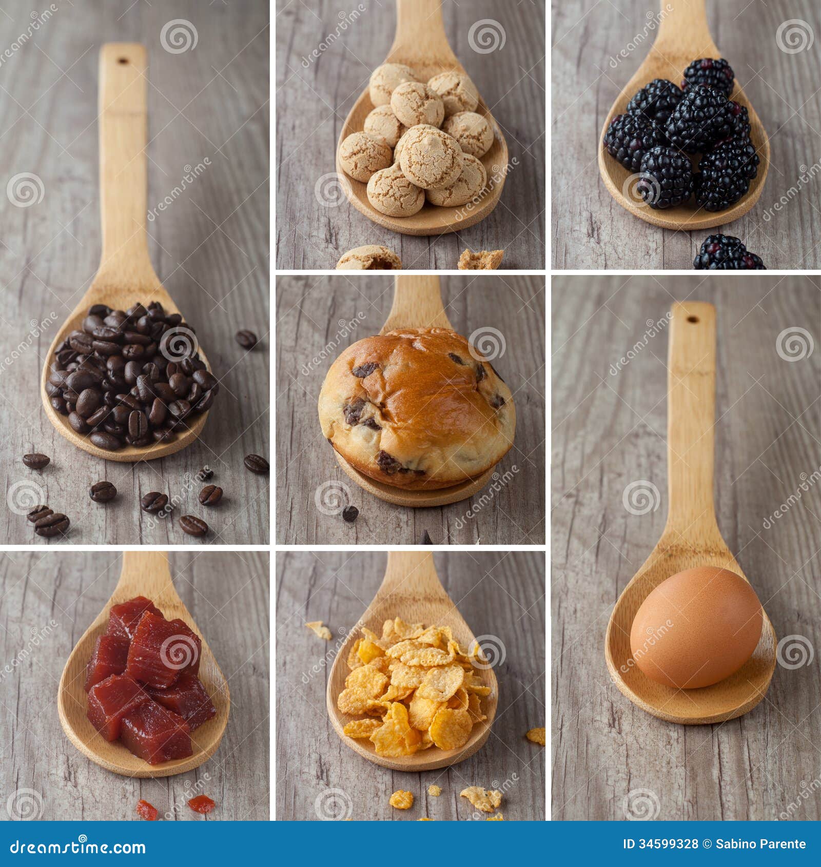 Mixed food collage stock photo. Image of fruits, spoon - 34599328