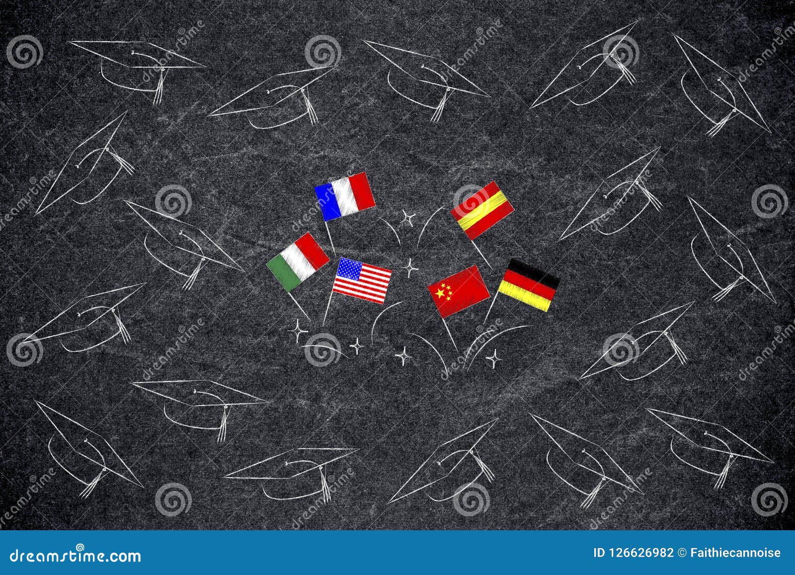 Mixed Foreign Language Flags Above World Map Overlay Surrounded Stock ...