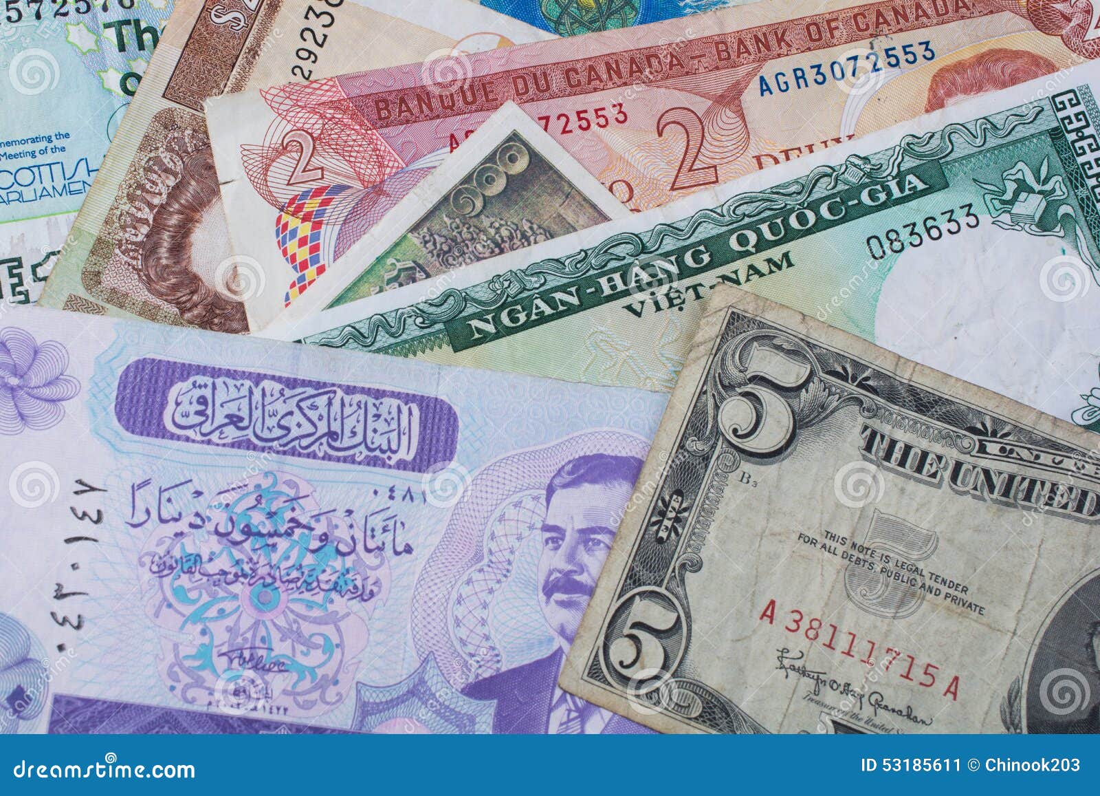 Mixed Foreign Money Bank Notes Background Stock Image - Image of ...