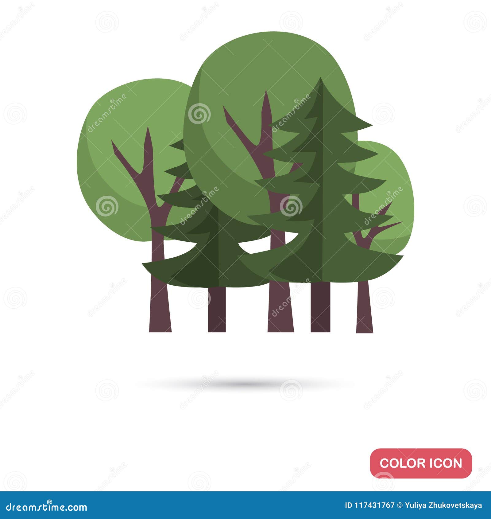 Mixed Forest Color Flat Icon Stock Vector - Illustration of tourist ...