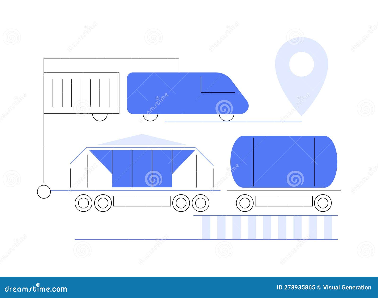 Intermodal Transportation Line Icons Collection Containerization Efficiency Railways