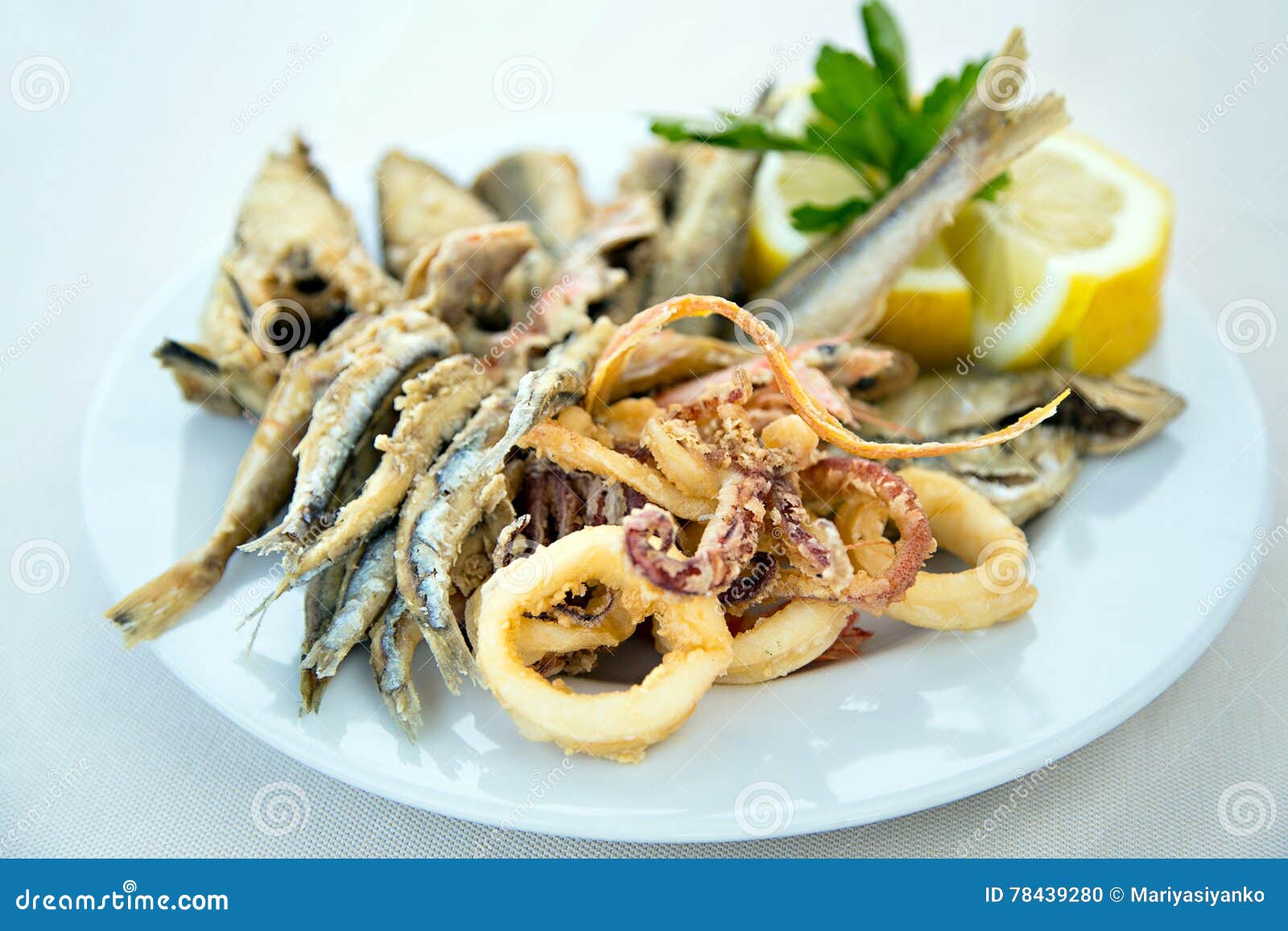 Mixed fried fish stock photo. Image of octopus, animal - 78439280