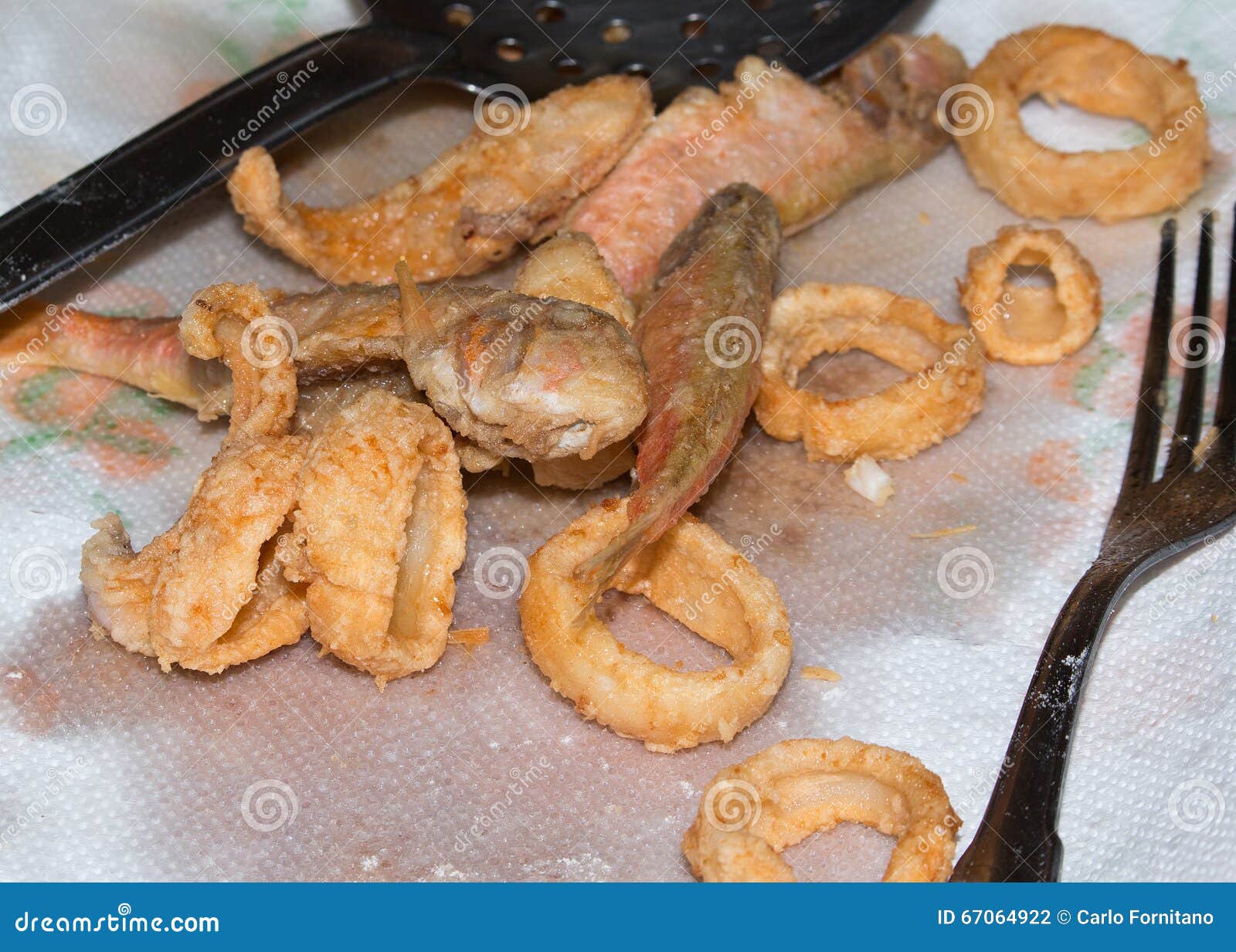 Mixed fried fish stock photo. Image of shrimp, flour - 67064922