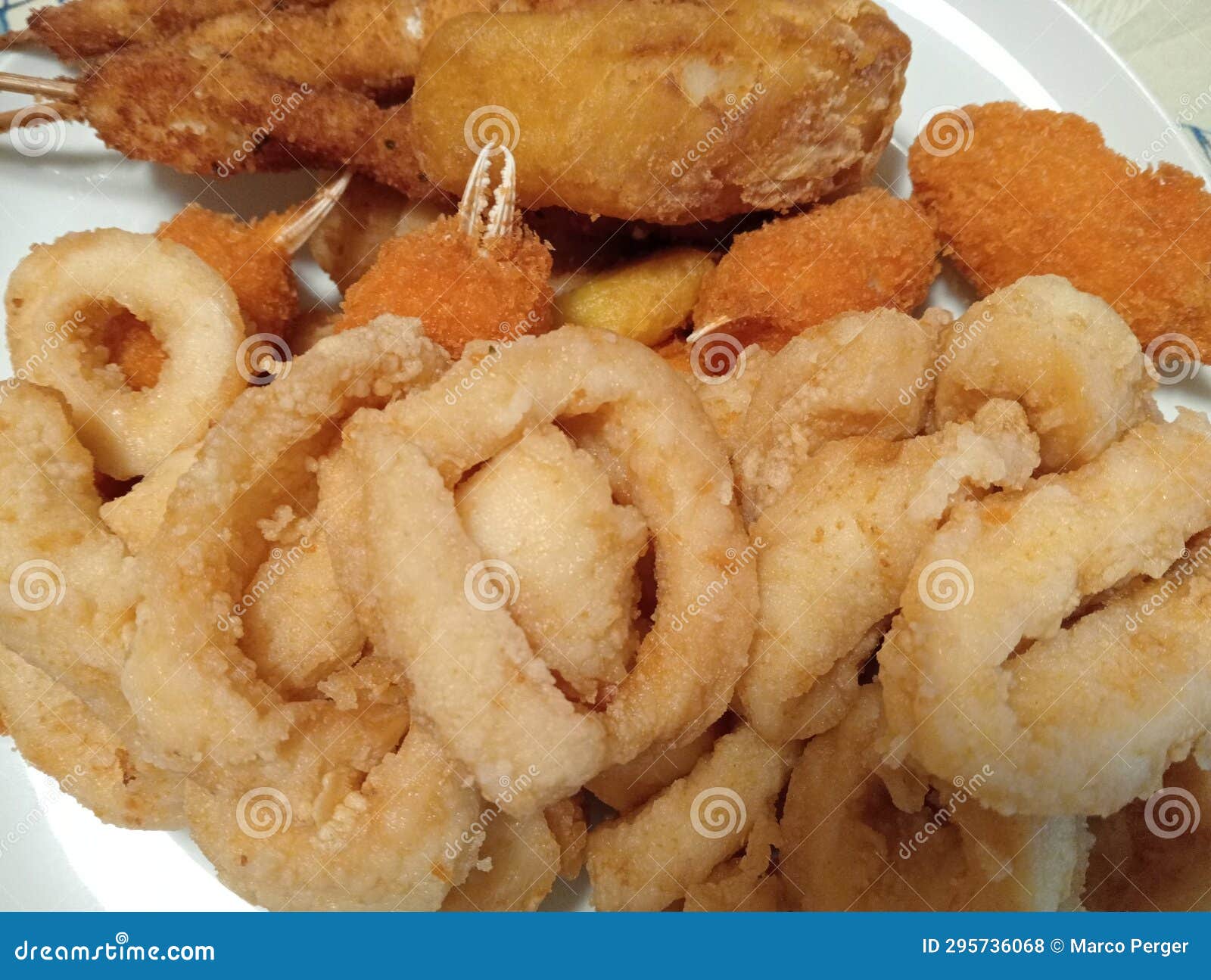 Mixed Fried Fish with Squid Rings, Crab Claws, Battered Cod and Fish ...