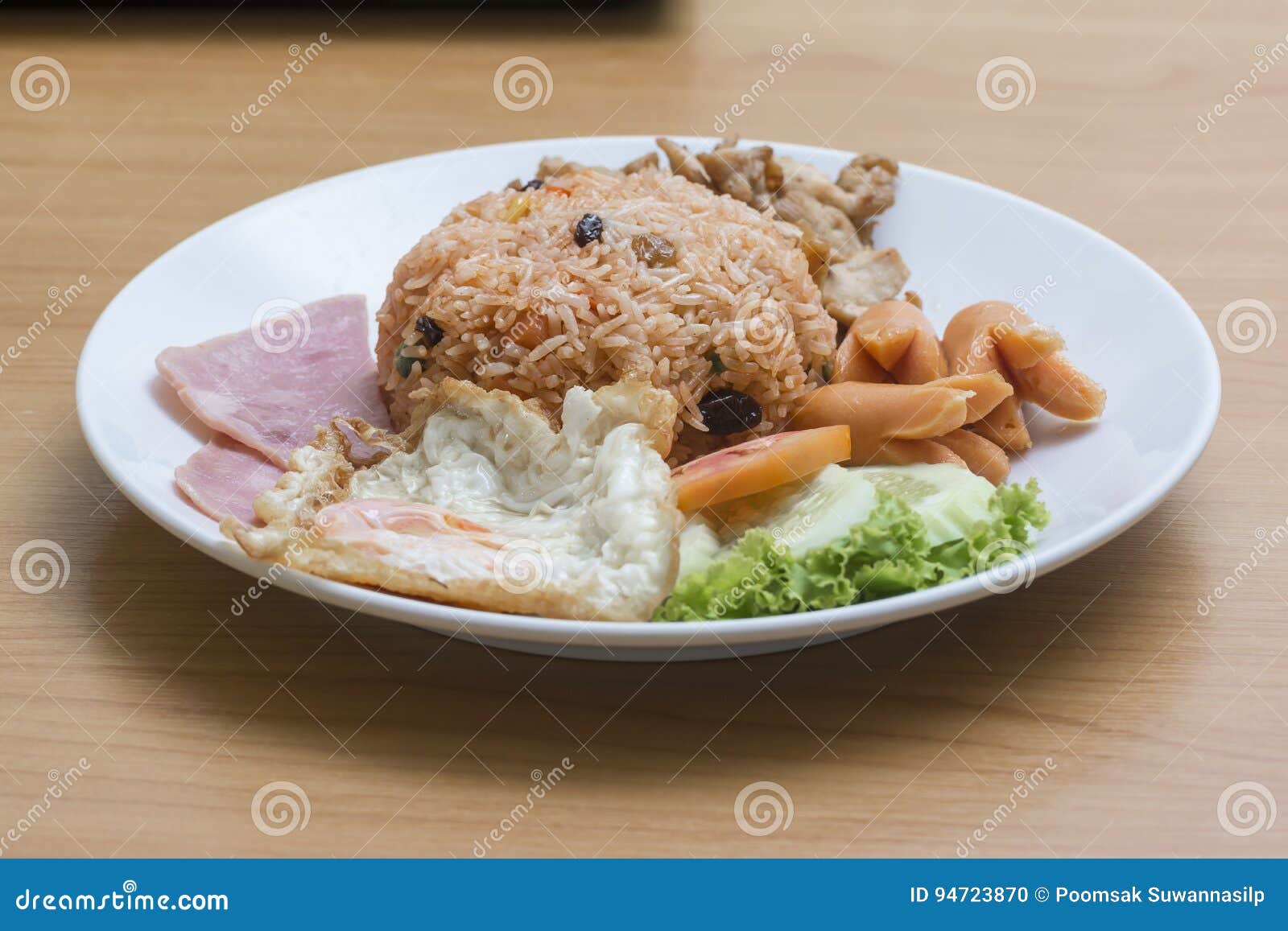 Mixed Fried Rice on Wooden Table. Stock Photo - Image of healthy ...