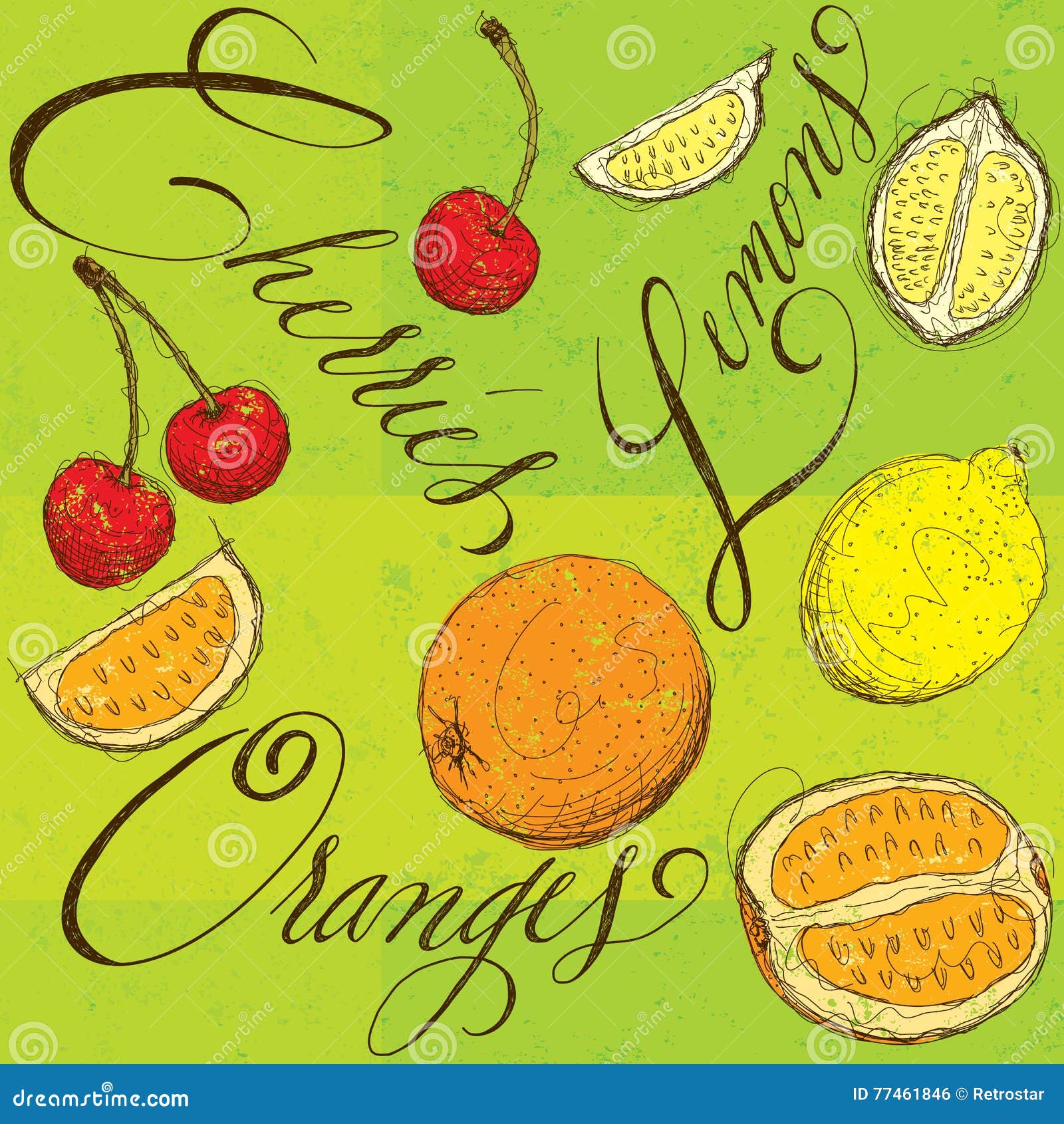 Mixed Fruit with Calligraphy Stock Vector - Illustration of calligraphy ...