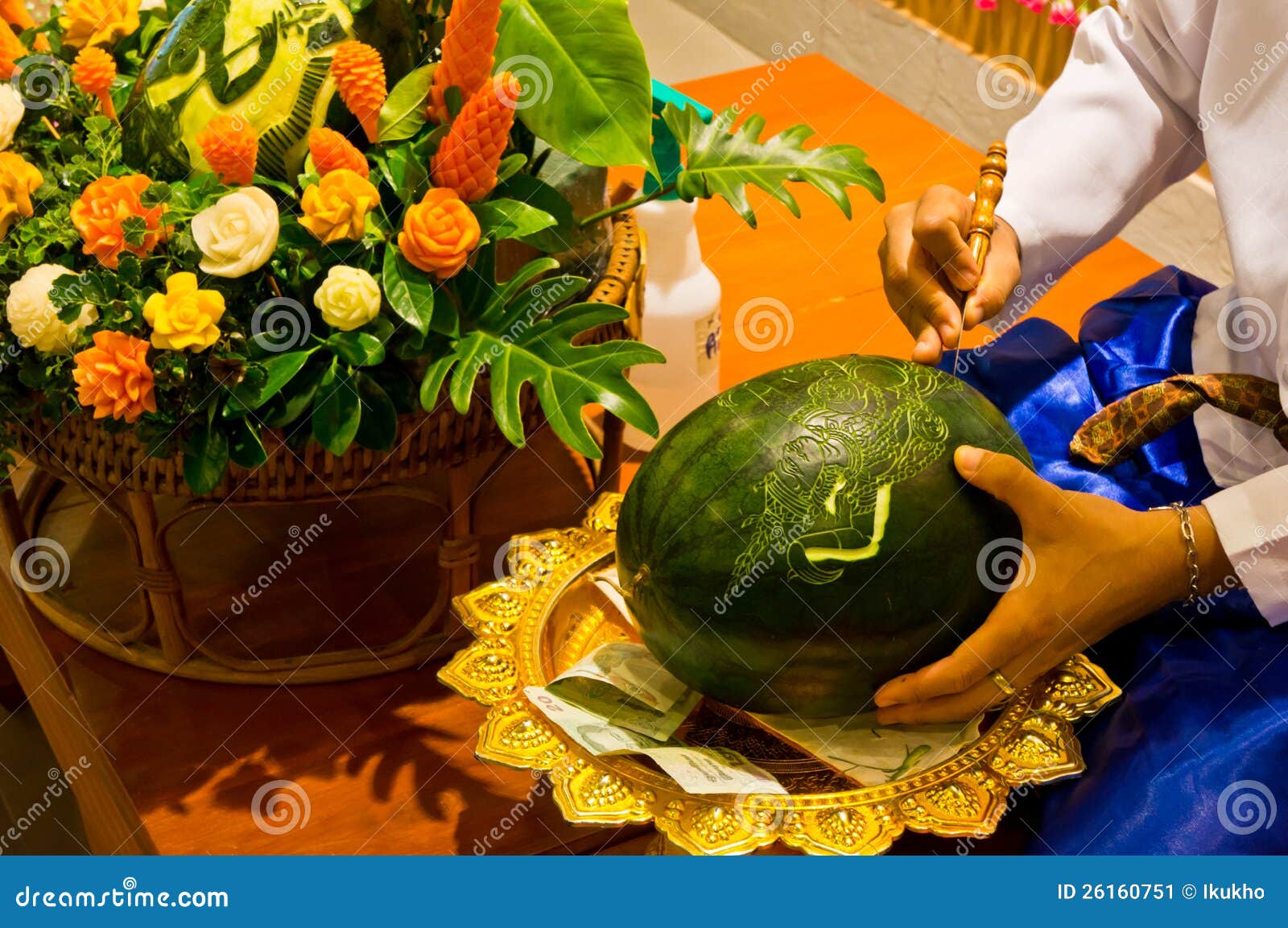 Mixed Fruit Carving in Thai Style Stock Image - Image of refreshment ...