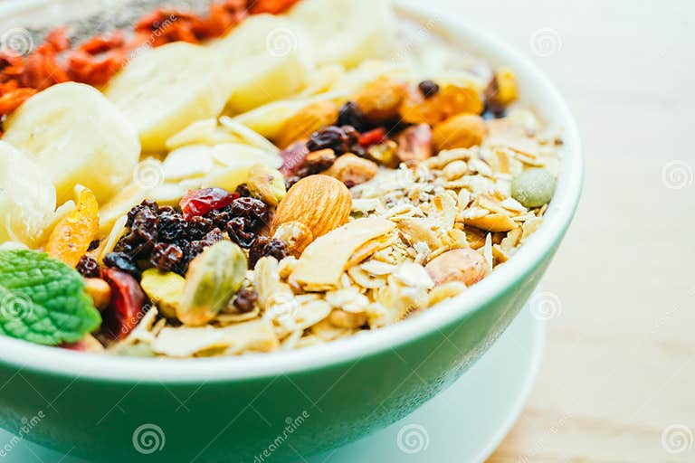 Mixed Fruit with Muesli and Granola Stock Photo - Image of cereal ...