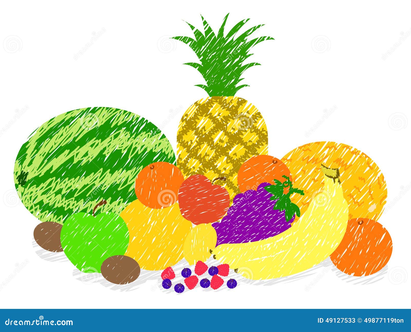 Mixed Fruit Paint Drawing Vector Stock Vector - Illustration of drawing ...