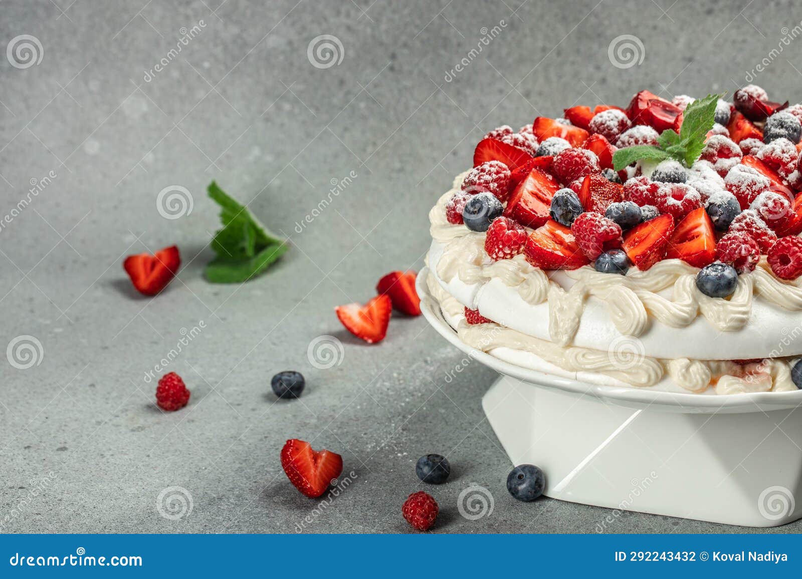 Mixed Fruit Pavlova, Cake Dessert with Fresh Berries, Long Banner ...
